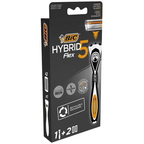 Многоразовый бритвенный станок BIC Flex 5 Hybrid, черный.., 2 шт.