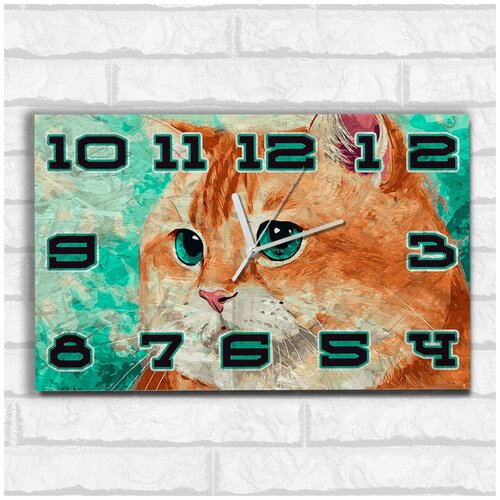 Настенные бесшумные часы ОСП котофей с изумрудными глазами (кот, кошка). png - 291