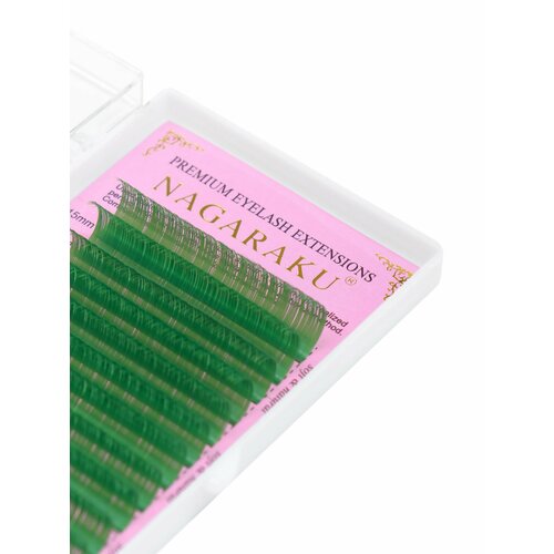 Nagaraku Ресницы омбре зеленые, 16 линий микс D 0.07 7-15 mm