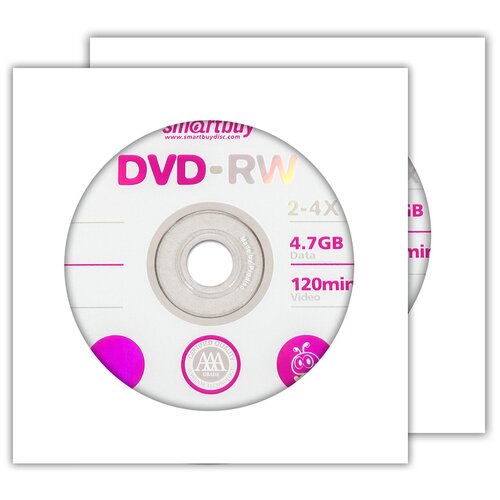Перезаписываемый диск SmartBuy DVD-RW 4,7Gb 4x в бумажном конверте с окном, 2 шт.