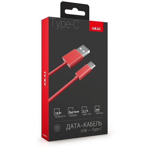 AKAI USB - USB Type-C (CE-465), 1 м, красный