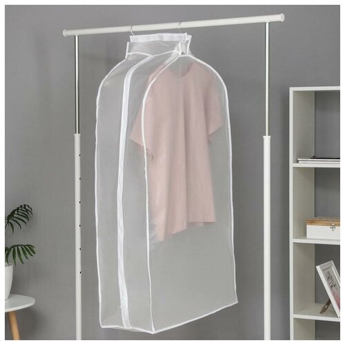 Чехол для одежды плотный объёмный Доляна, 60×110×30 см, PEVA, цвет белый