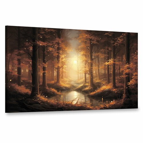 Интерьерная картина 100х60 "волшебные лесные огоньки"