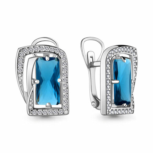 Серьги Яхонт, серебро, 925 проба, фианит, топаз