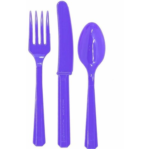 Одноразовая посуда для праздника, Весёлая затея, Столовые приборы Purple 24шт