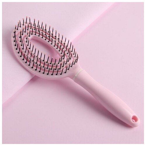 Расчёска массажная, для сушки волос, 7 × 24 см, цвет розовый ТероПром 5096699