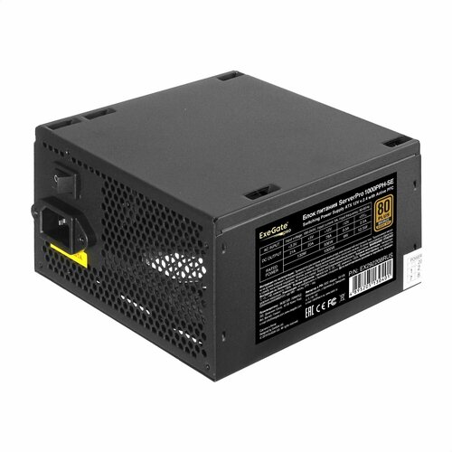 Серверный БП 1000W ExeGate ServerPRO 80 PLUS® Bronze 1000PPH-SE (ATX, APFC, КПД 89% (80 PLUS Bronze), 12cm fan, 24pin, 2x(4+4)pin, 6xPCI-E, 8xSATA, 4xIDE, black, RTL) EX292208RUS