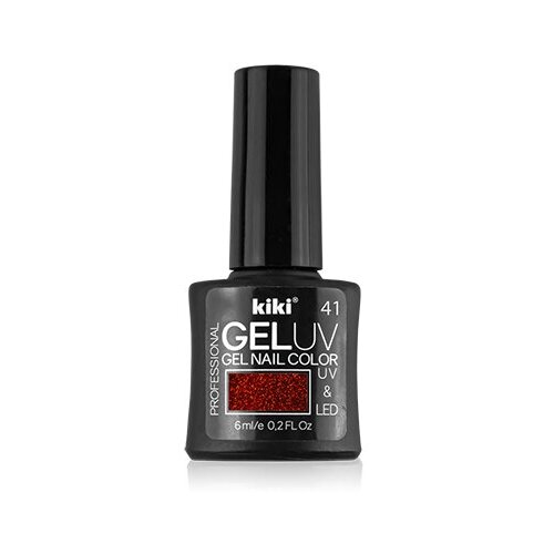 Гель-лак для ногтей KIKI оттенок 41 GEL UV&LED, красный с блестками, 6 мл