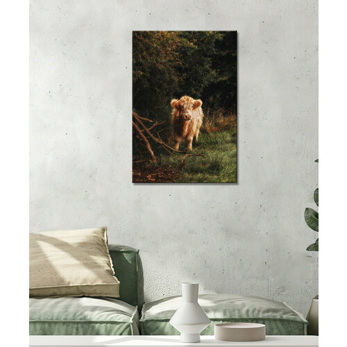 Картина -Корова, пастбище, корова пасется, корова на пастбище, бык (5) 20х30