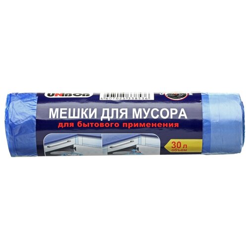 Мешки для мусора UNIBOB 30 л, 20 шт., голубой