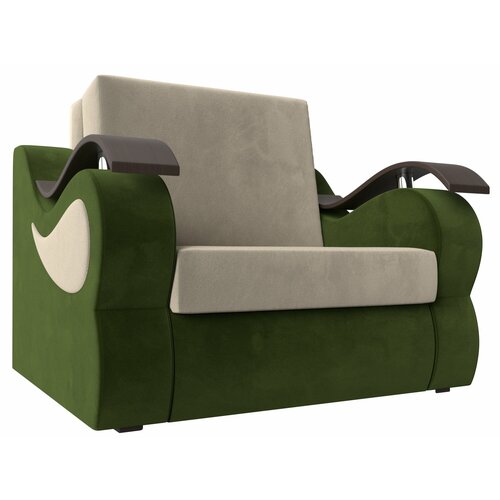 Кресло-кровать Лига Диванов Меркурий 60 Бежевый/Зеленый (микровельвет)