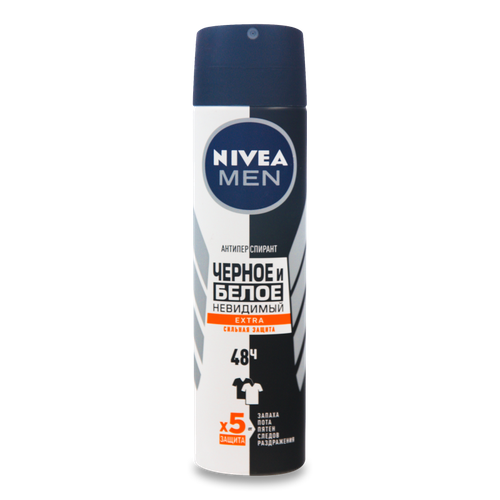 Дезодорант-антиперспирант Nivea Men, Черное и Белое, Невидимый Extra, спрей, 150 мл