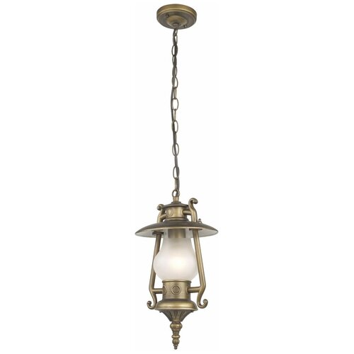 Favourite Уличный подвесной светильник Leyro 1496-1P, E27, 60 Вт, цвет арматуры: коричневый, цвет плафона белый