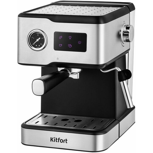 Кофеварка рожковая Kitfort КТ-7104 950Вт серебристый/черный