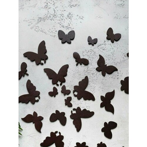 Интерьерные декорации "Бабочки", объёмная наклейка, панно настенное для дома, дерево, цвет черный