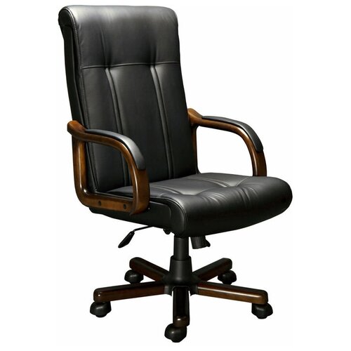 Кресло для руководителя Мирэй Групп Paris A LX плюс (орех тай), обивка: натуральная кожа, цвет: кожа черный