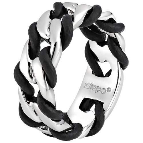 Кольцо плетеное Zippo, размер 21, серебряный, черный