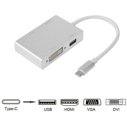 Адаптер PALMEXX USBC (USB Type-C) 4 in 1 HDMI+USB3.1+VGA+DVI
