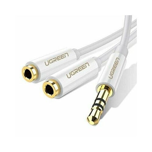 Кабель-разветвитель UGREEN AV134 (10739) 3.5mm Stereo Audio Splitter Cable (20 сантиметров) белый