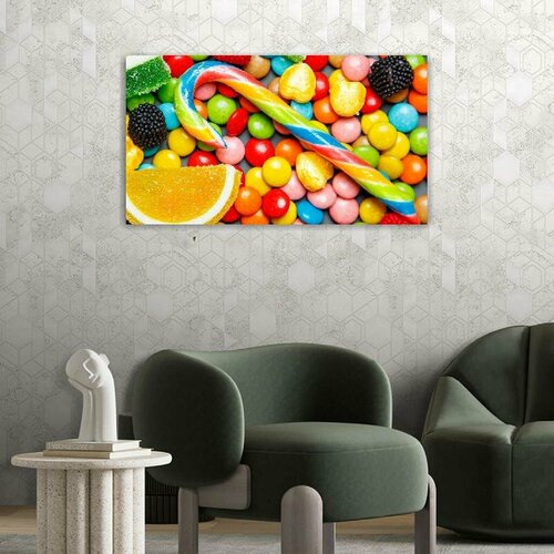 Картина на холсте 60x110 LinxOne "Colorful candy конфеты" интерьерная для дома / на стену / на кухню / с подрамником