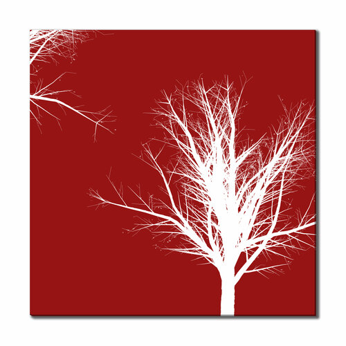 Картина для интерьера на холсте, "Деревья красное-белое" хай-тек 50х50, холст без подрамника