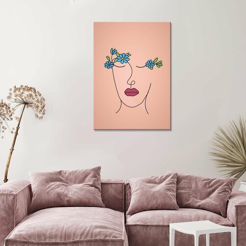 Картина/Картина на холсте/Картина на холсте для интерьера/ Картина на стену/ Картина в подарок для дома/ - Девушка с цветами на розовом фоне 30х40