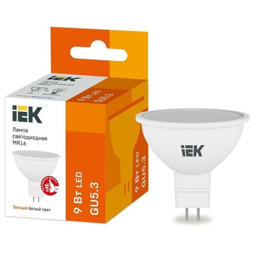 Лампа светодиодная MR16 софит 9Вт 230В 3000К GU5.3 IEK LLE-MR16-9-230-30-GU5 (5шт. в упак.)