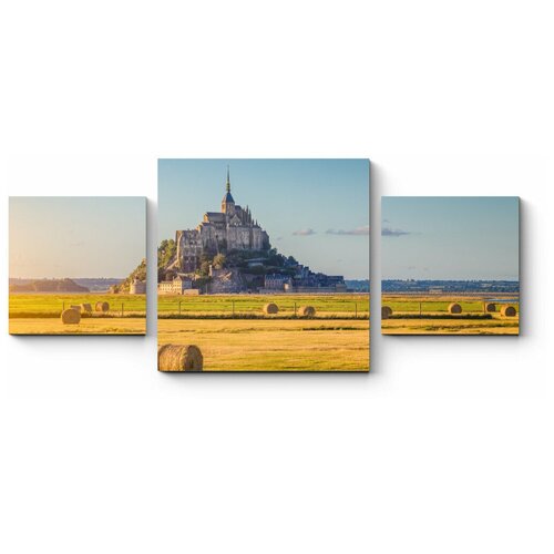 Модульная картина Неповторимый Мон-Сен-Мишель на закате, Франция 100x43