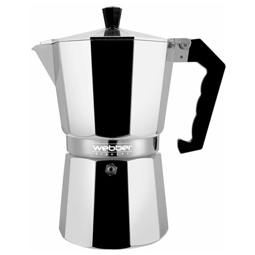 Гейзерная кофеварка Webber BE-0122 на 6 чашек, 300 мл, 300 мл, серебристый/черный