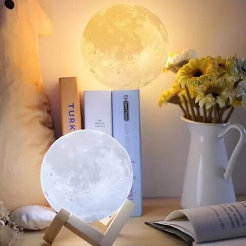 Ночник-светильник 3D Moon Lamp, лампа-ночник, 13 см , NCH-034-13, 3D принт Луны, для детей и взрослых, белый