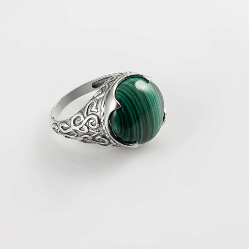 Кольцо Milana Silver, серебро, 925 проба, малахит, размер 18, зеленый