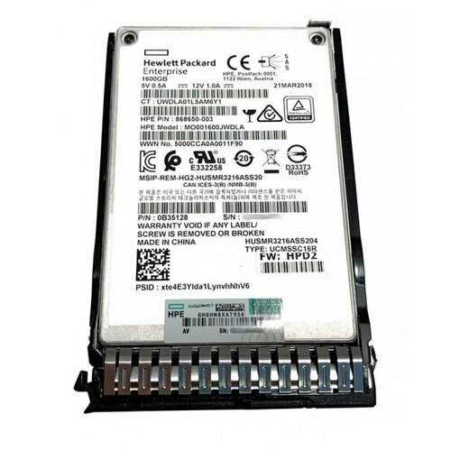 Жесткий диск HP MO001600JWDLA 1.6Tb SAS 2,5" SSD