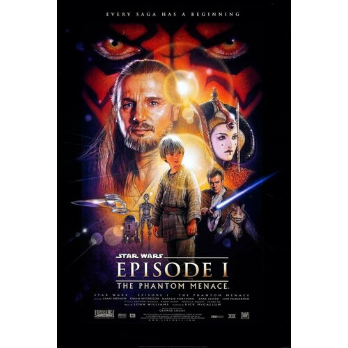 Плакат, постер на холсте Звездные войны: Эпизод 1-Скрытая угроза (Star Wars: Episode I-The Phantom Menace, 1999г). Размер 30 х 42 см