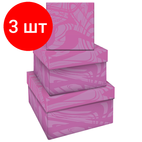 Комплект 3 шт, Набор квадратных коробок 3в1, MESHU "Abstraction", (19.5*19.5*11-15.5*15.5*9см)