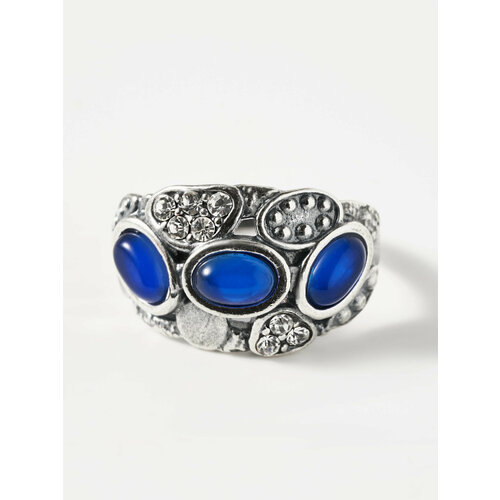 Кольцо Shine & Beauty, размер 17, серебряный, синий