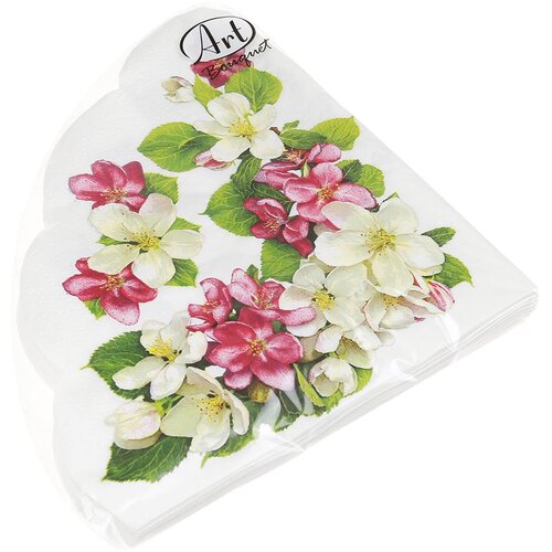 Салфетки бумажные "Яблоневый цветок", 3 слоя, d - 32 см, 12 листов