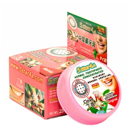 Зубная паста 5star4a Bamboo Clove Herbal Toothpaste Concetrated Концентрированная травяная зубная паста с гвоздикой, 25 мл, 25 г, розовый