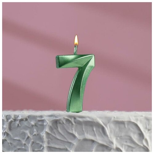 Свеча в торт на шпажке «‎Грань», цифра "7", изумруд, 5 см