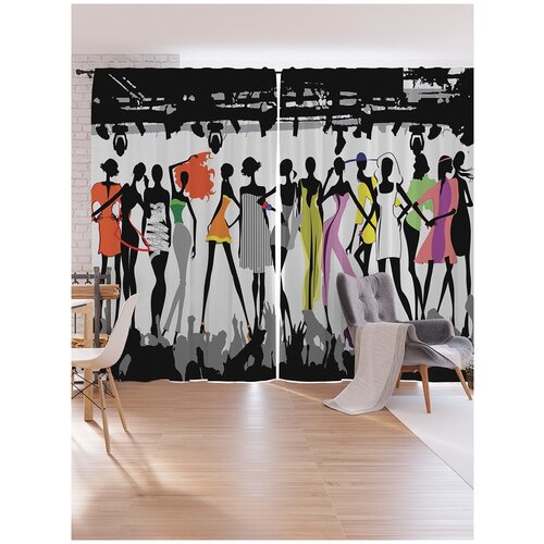 Шторы под лён JoyArty "Модная выставка", серия Oxford DeLux, 340х265 см