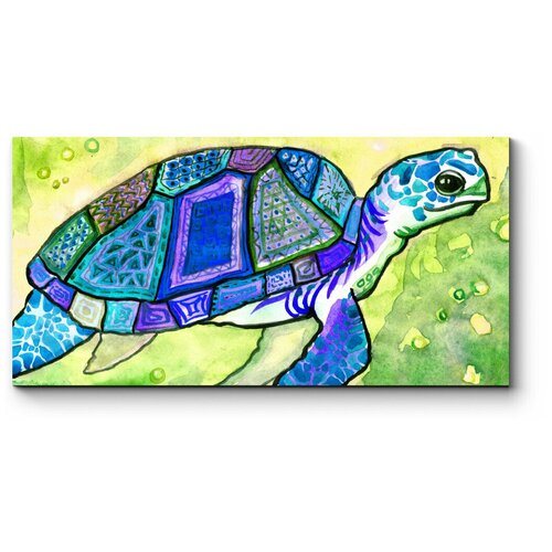 Модульная картина Голубая черепаха 80x40