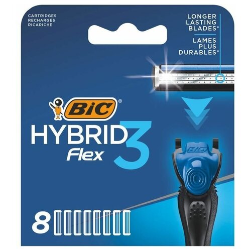 Сменные кассеты для мужской бритвы, Hybrid 3 Flex, 8 шт