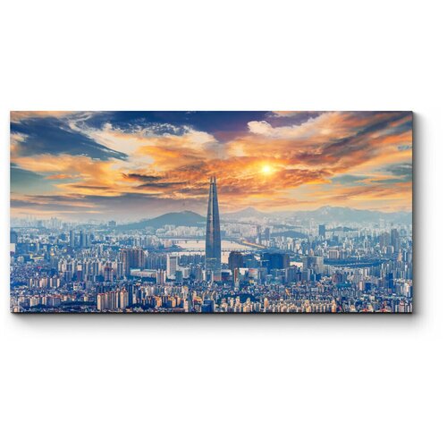 Модульная картина Величественный Сеул в лучах солнца 90x45