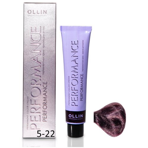 OLLIN Professional Performance перманентная крем-краска для волос, 5/22 светлый шатен фиолетовый, 60 мл