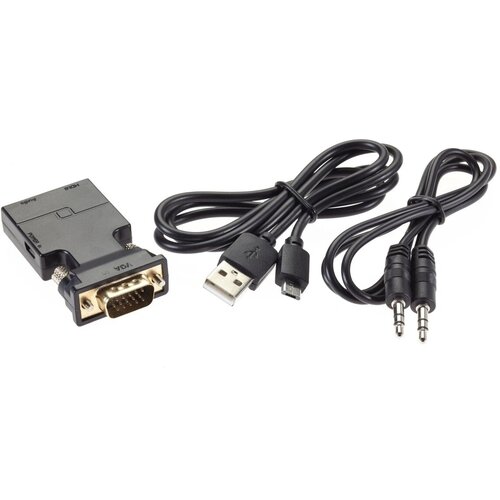 Vcom кабели CA337A Переходник VGA M +audio+microUSB --> HDMI F 1080 60Hz, 4895182225152