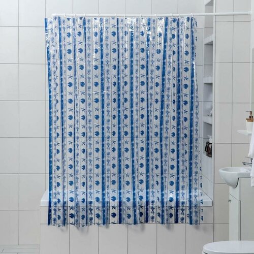 Штора для ванной Доляна «Морская синева», 180×180 см, PVC