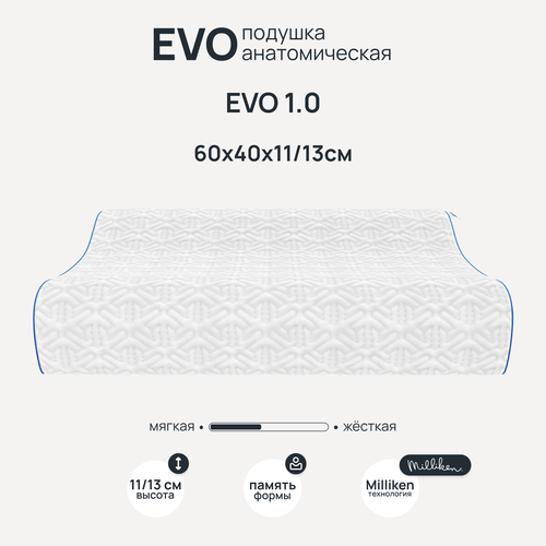 Анатомическая подушка DARWIN Evo 1.0 40х60 см, высота 11/13 см