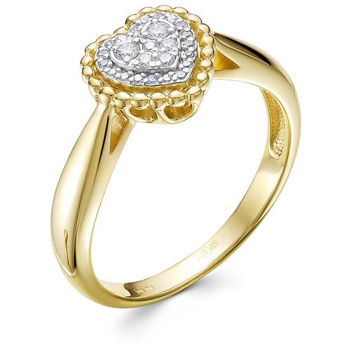 Кольцо помолвочное Vesna jewelry, желтое золото, 585 проба, родирование, бриллиант, размер 17.5, бесцветный