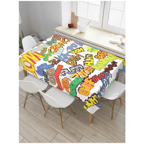 Скатерть прямоугольная JoyArty на кухонный стол "Шуточные фразы комикса" из оксфорда, 180x145 см