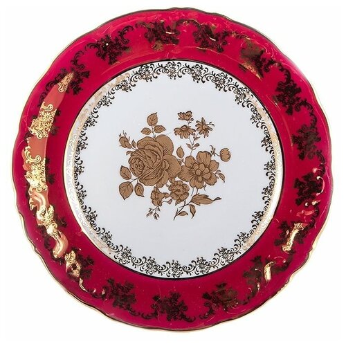 Набор тарелок 24 см 6 шт МаМ декор "Фредерика /Золотая роза /красная" / 133812