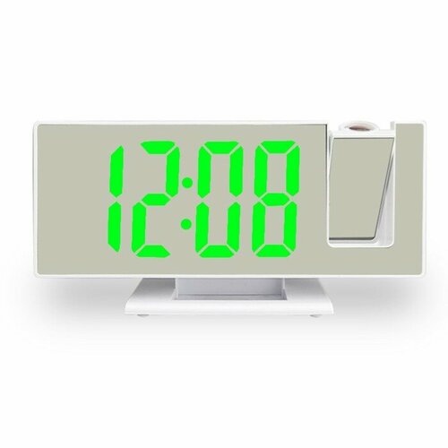 Часы настольные электронные с проекцией: будильник, термометр, календарь, USB, 18.5 x 7.5 см